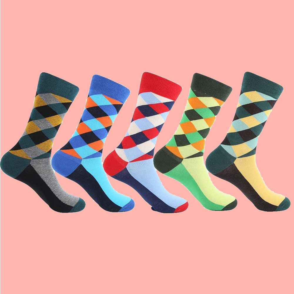Colorful Argyle Socks Pack – Bold Patterns, Classic Style - 5 Pack