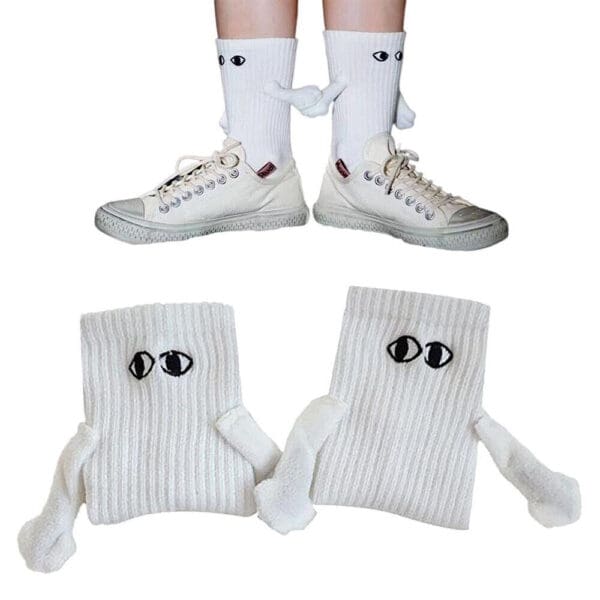 White Love Link Couples' Hand-in-Hand Magnetic Sock | SOCK INFUSIONS